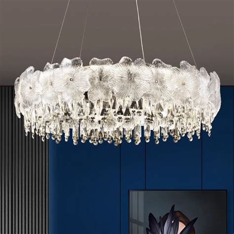 โคมระย้าคริสตัลฝรั่งเศสสไตล์ครีมเบาหรูหราห้องนั่งเล่นโคมไฟเต็มสเปกตรัมนักออกแบบดอกไม้ห้องนอนโคม