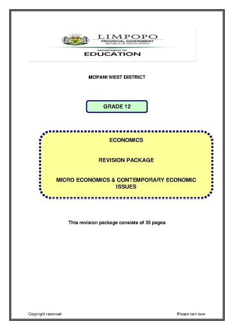 2023 Revision Package Micro Economics And Contemporary Economic Issues Questions Mopani West