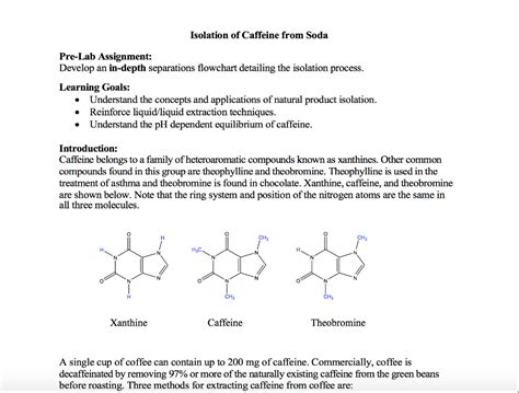 Isolation Of Caffeine From Soda Lab 5 OChem Pre Lab Chegg Com