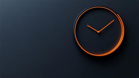 On A Black Background A Clock Symbol Is Visualized As A Neon Light A