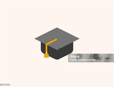 졸업 캡 벡터 아이콘입니다 격리 된 졸업 모자 플랫 컬러 기호 이모티콘에 대한 스톡 벡터 아트 및 기타 이미지 이모티콘