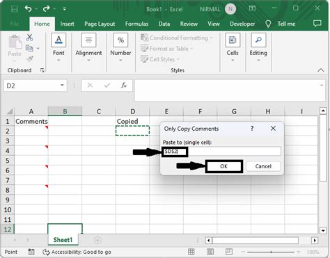 Excel 如何只复制批注到另一个单元格中极客笔记