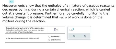 Solved Measurements Show That The Enthalpy Of A Mixture Of