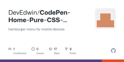 Github Devedwincodepen Home Pure Css Hamburger Fold Out Menu