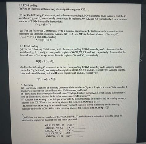 Solved 1 Legv8 Coding A Find At Least Five Different Ways