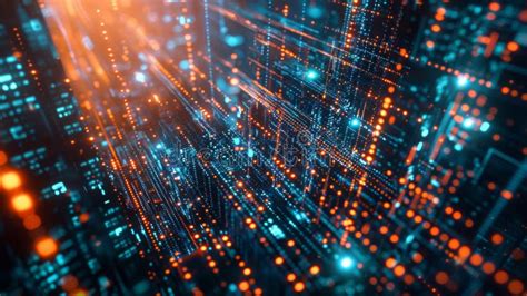 Abstract Network Visualization With Glowing Blue And Orange Connections Stock Image Image Of