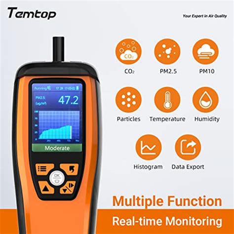 Temtop Air Quality Monitor Professional Carbon Dioxide Pm2 5 Pm10 Formaldehyde Temperature And