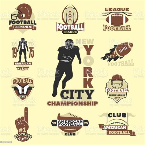 공 아이콘 경쟁 벡터와 스포츠 팀에 대 한 미식 축구 선수권 대회 배지 템플릿 Championship에 대한 스톡 벡터 아트 및