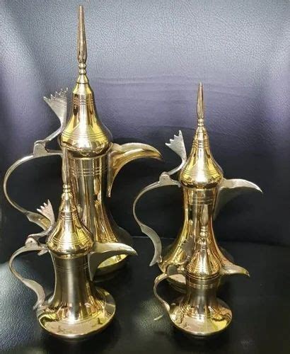Plain Cylindrical Brass Dallah Set Arabic Coffee Pot At Best Price In
