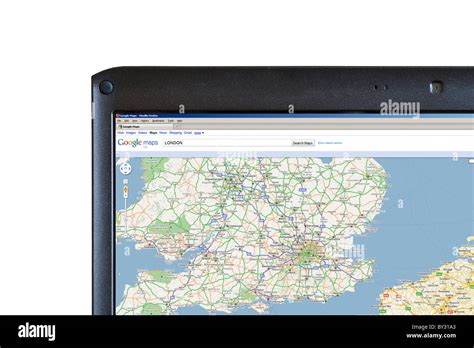 Performing A Google Maps Search On A Laptop Computer UK Stock Photo Alamy
