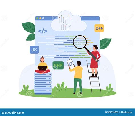 Set Of Code Testers Or Developers People Cartoon Vector Illustration