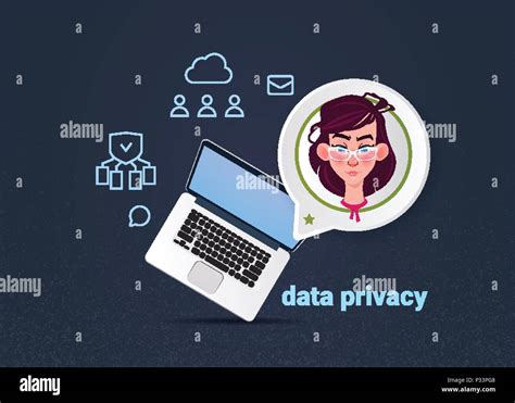 Laptop Chat Woman Bubbles Data Privacy Computing Center With