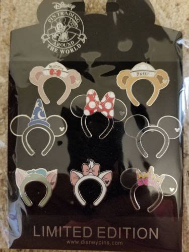 Disney Pin Hkdl Hidden Mickey Ears Headband Set Of 8 Pins Complete