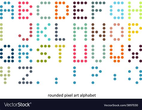 Rounded Pixel Art Alphabet Font In Pastel Colors Vector Image