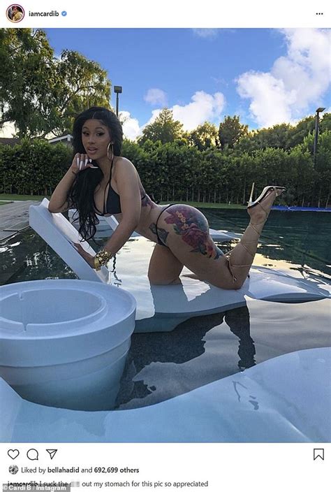 Cardi B Shows Off Her C Rves In A Black String Bikini And Jokes Abo T S Cking In Her Sto Ach