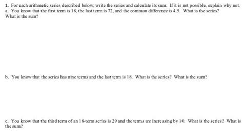 Answered For Each Arithmetic Series Described Below Write The Series Kunduz