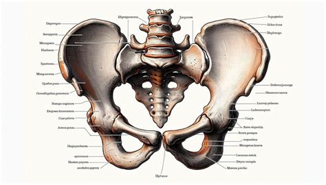 A Diagram Of A Pelvis With The Bones Labeled With The Bones Premium