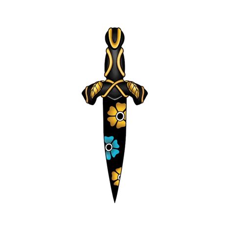 Floral Dagger Tattoo Design Png File Digital Download Print Sublimation