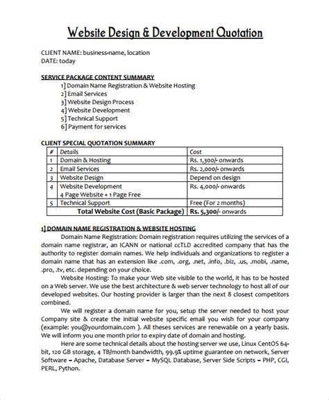 Free 6 Sample Web Design Quote Templates In Pdf