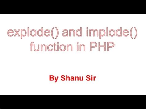 Explode And Implode Functions In Php YouTube