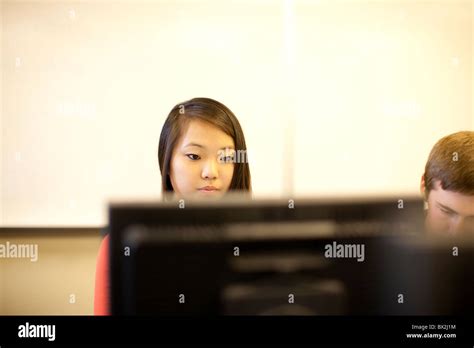 Babes Studying In Computer Lab Stock Photo Alamy