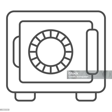 숫자 휠 잠금 얇은 선 아이콘 돈 안전 개념으로 안전합니다 벡터 그래픽 흰색 배경에 철강 금속 금고 컨테이너 기호 모바일 또는 웹 디자인을위한 윤곽선 스타일 아이콘 0명에