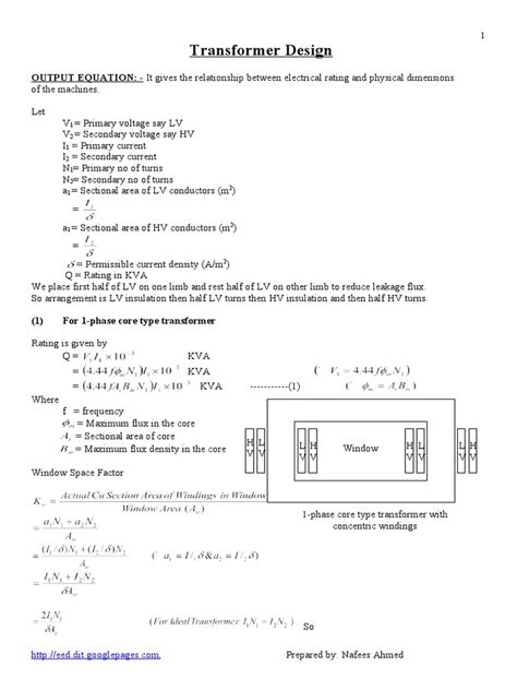 Notes Tee604 Transformer Design Download Free Pdf Transformer Metrology
