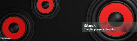검은 색 배경에 많은 빨간색 스피커 라우드 스피커3d 모델및 일러스트레이션 스피커에 대한 스톡 사진 및 기타 이미지 스피커 벽 빨강 Istock