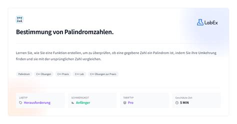 Bestimmung Von Palindromzahlen Labex
