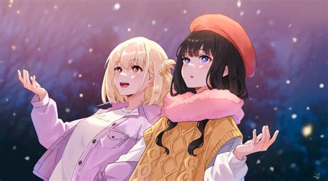 Safebooru 2girls D Bangs Beret Black Hair Blonde Hair Blush Breasts