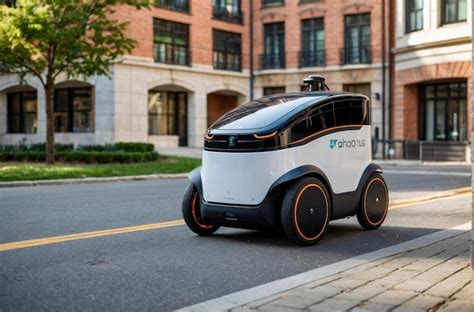 Premium Photo Autonomous Delivery Robots On City Sidewalk