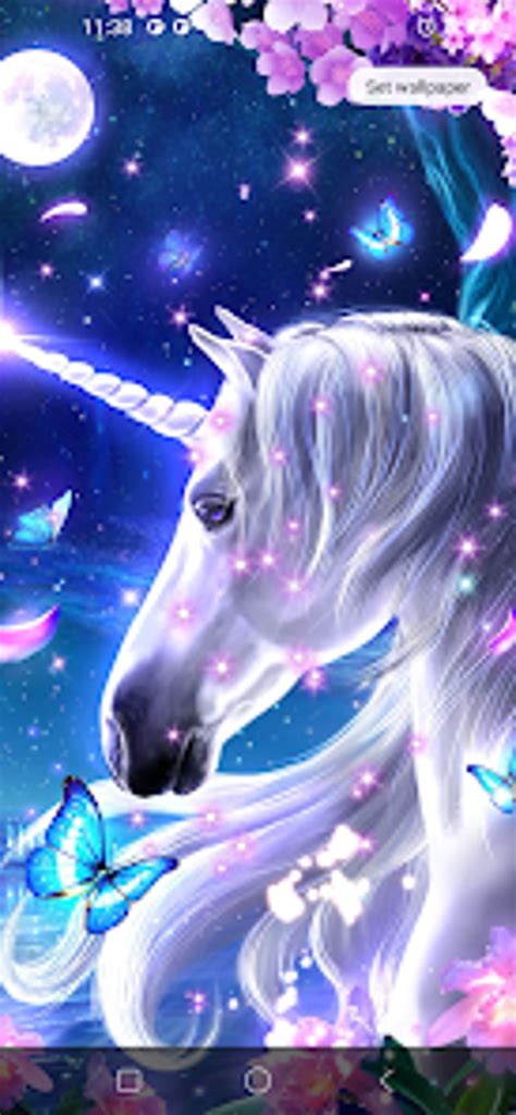 Unicorn Live Wallpaper Glitter для Android — Скачать