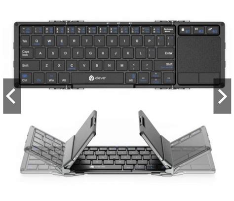 Iclever Bk08 Tri Folding Wireless Keyboard Grey With Touchpad Stand Foldable Aluminum Body