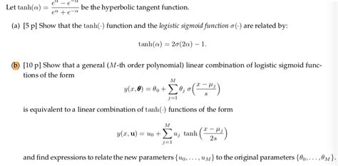 solved let tanh a be the hyperbolic tangent function a [5 p] show