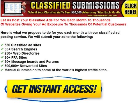 Classified Ad Submission Service Affiliate Tools Page