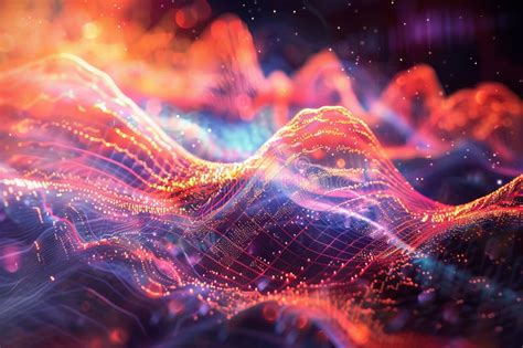 Digital Rendering Of Sound Wave Patterns In A Vibrant And Dynamic Composition Stock Illustration