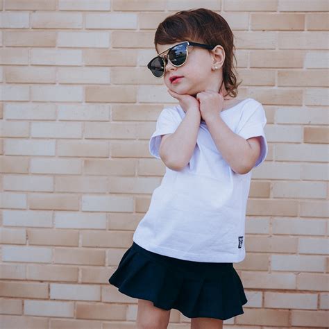 Saia Short Infantil 1 A 8 Anos Piquê Preta Pólibólebuu