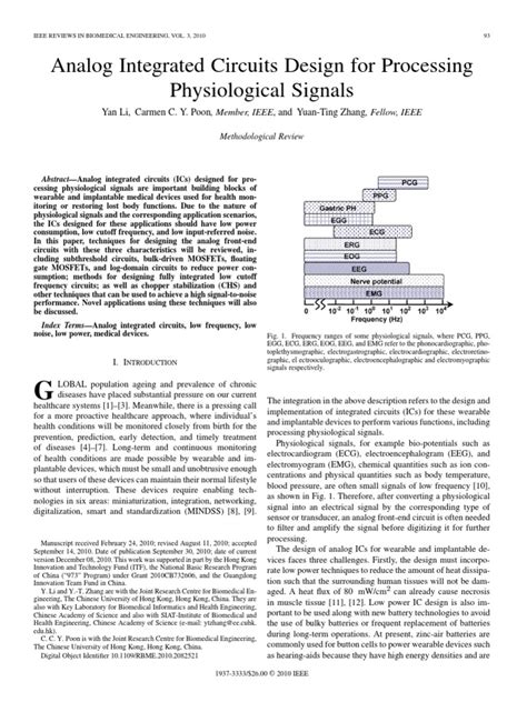 2010 Ieee Rev Biomed Analog Integrated Circuits Design For Processing Physiological Signals