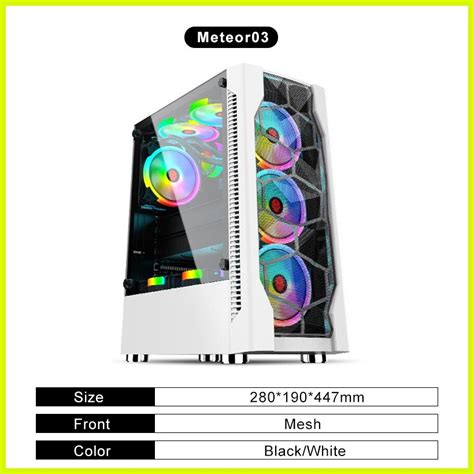 ☢ Inplay Atx Pc Case Gaming Computer Chassis Desktop Cpu Casing With Tempered Glass Fan Meteor