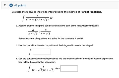 solved 2 2 points evaluate the following indefinite