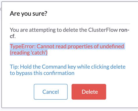Error When Deleting Cluster Flow Typeerror Cannot Read Properties Of