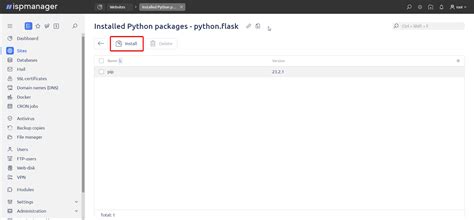 Flask Installation In Ispmanager 6