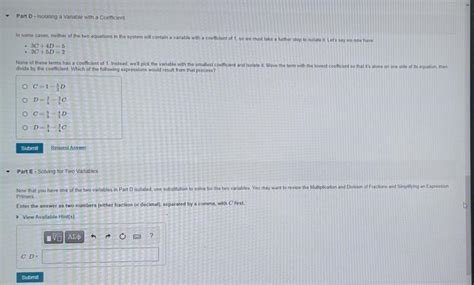 Solved Part A Isolatiga Vaatle Isolating A Variable In Two