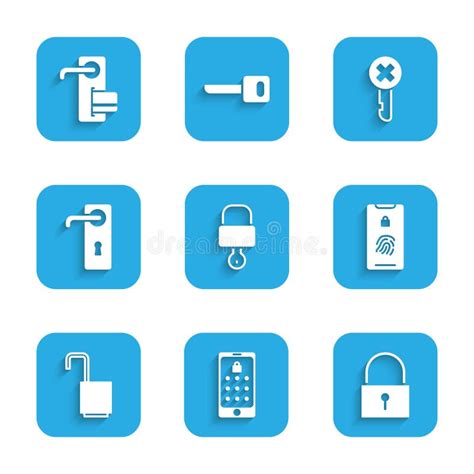 Set Lock And Key Mobile Graphic Password With Fingerprint Scan Open