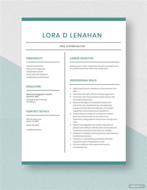 Mds Coordinator Resume In Pages Word Download