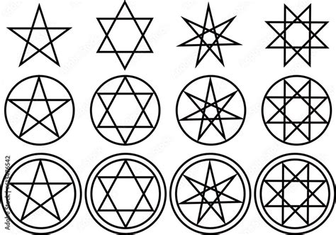 五芒星 六芒星 七芒星 八芒星 イラストセット Stock Vector Adobe Stock