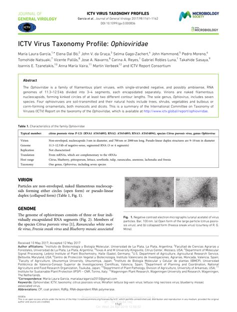 Pdf Ictv Virus Taxonomy Profile Ophioviridae