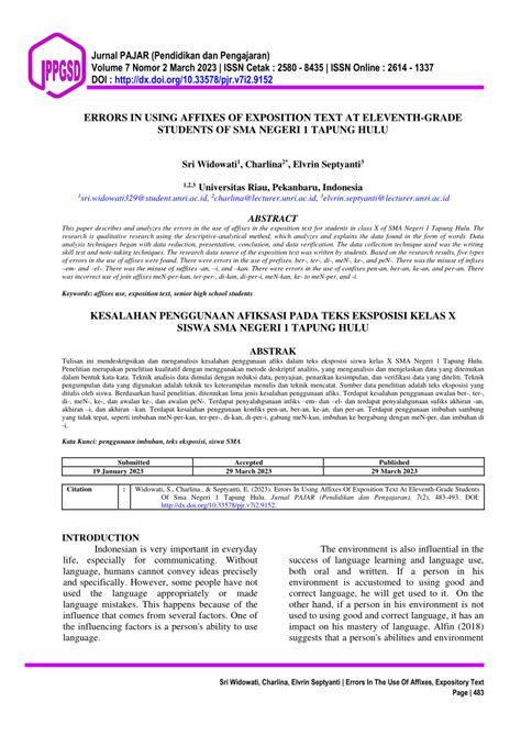 Pdf Errors In Using Affixes Of Exposition Text At Eleventh Grade