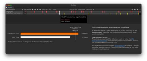 Unity Manual Highlights Profiler Module