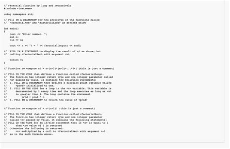 Solved 1 Factorial Function By Loop And Recursively